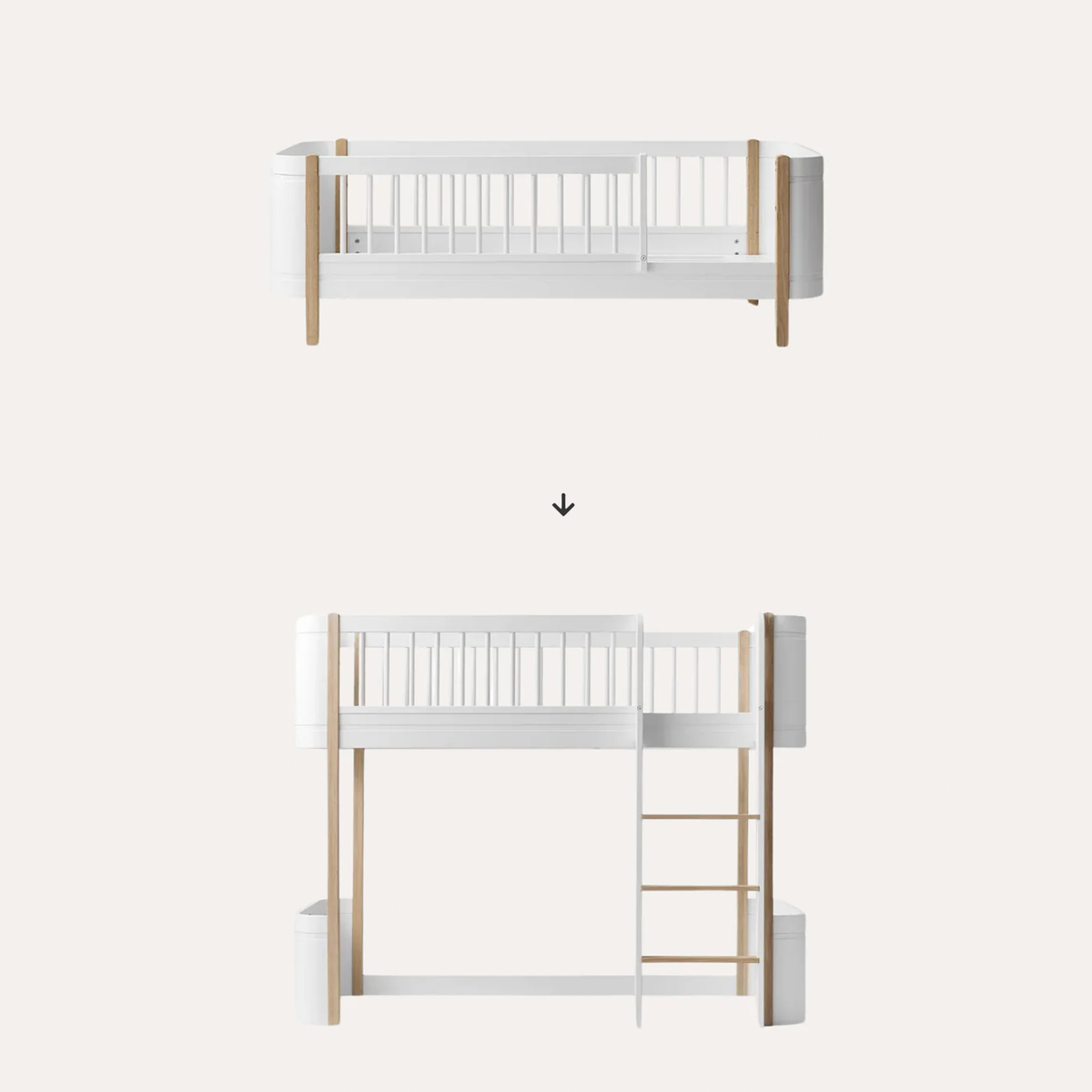 Oliver Furniture Mini+ Junior Bed to Low Loft Bed Conversion Kit, White ...