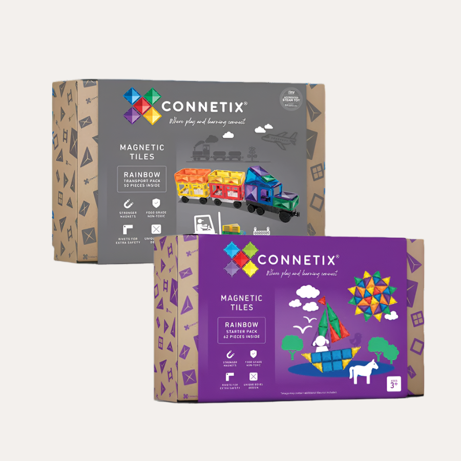 Connetix Tiles Transport Starter Pack (62 + 50 Piece Bundle) – PlayFaire